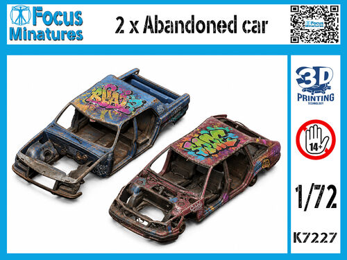 FOCUS MINIATURES K7227 Abandoned Car (2 pcs / 3D-Printed)