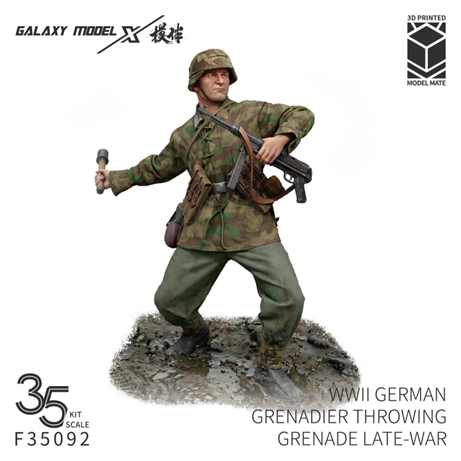 Galaxy-Model F35092 German WWII Grenadier throwing Grenade - Late War (1 Figure / 3D-Printed)