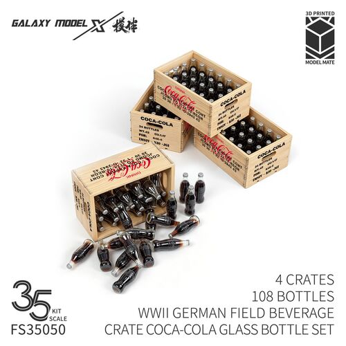 Galaxy-Model FS35050 German WWII Field Beverage Crate Coca-Cola Glass Bottle Set (4 Crates / 108 Bottles)