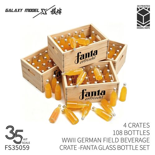 Galaxy-Model FS35059 German WWII Field Beverage Crate - Fanta Glass Bottle Set (4 Crates / 108 Bottles)