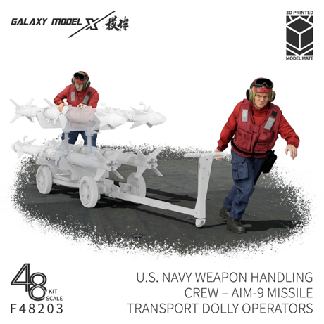 Galaxy-Model F48203 US Navy Weapon Handling Crew – AIM-9 Missile Transport Dolly Operators (2 Figures / 3D-Printed)