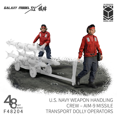 Galaxy-Model F48204 US Navy Weapon Handling Crew – AIM-9 Missile Transport Dolly Operators (2 Figures / 3D-Printed)