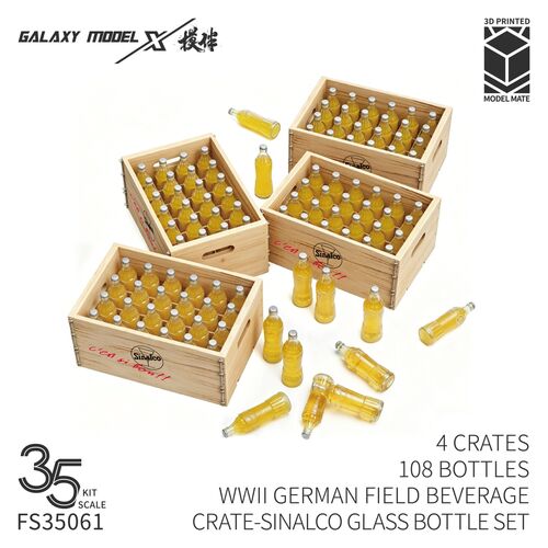Galaxy-Model FS35061 German WWII Field Beverage Crate - Sinalco Glass Bottle Set (4 Crates / 108 Bottles)