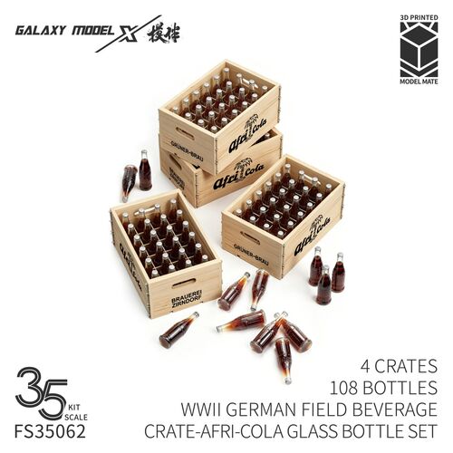 Galaxy-Model FS35062 German WWII Field Beverage Crate - Afri-Cola Glass Bottle Set (4 Crates / 108 Bottles)
