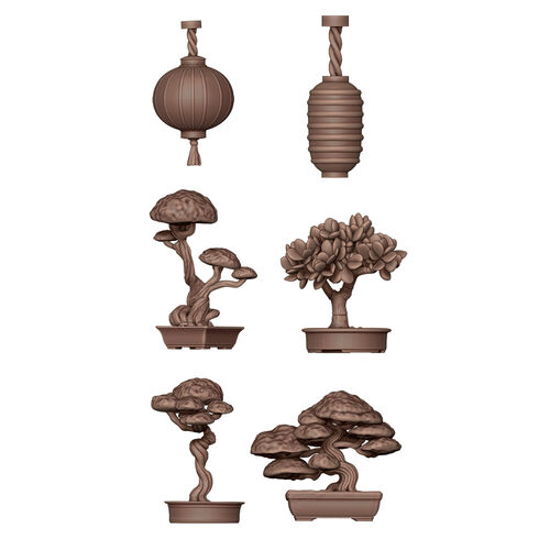 NEW! AK-Interactive AKBIT0030 Japanese Lamps & Bonsai (3D-Printed / 19 pcs)