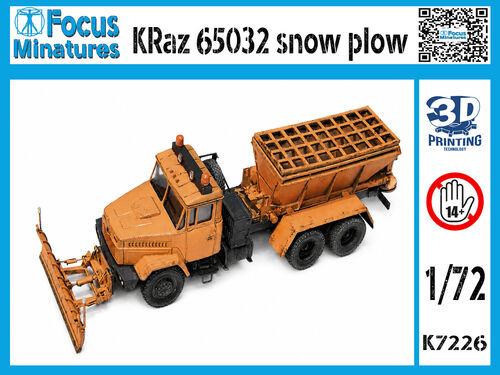 NEW! FOCUS MINIATURES K7226 KRaZ 65032 Snow Plow (3D-Printed)