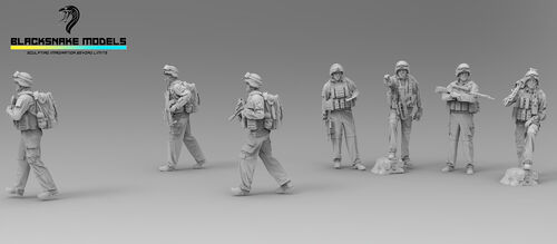 BlackSnake Model FR-AFGHA-16 French Modern Infantry Soldiers in Afghanistan (7 Figures)