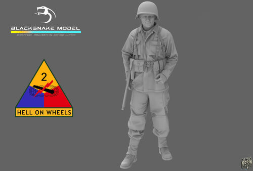 BlackSnake Model 2ND-01-16 US WWII 2nd Armored Infantry Soldier with Thompson (1 Figure)