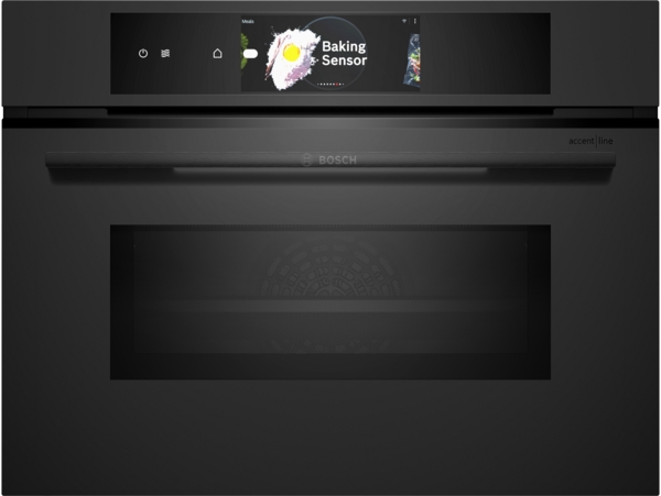 Series 8, Built-in compact oven with microwave function, 60 x 45 cm, Matt Black, CMG978NM1