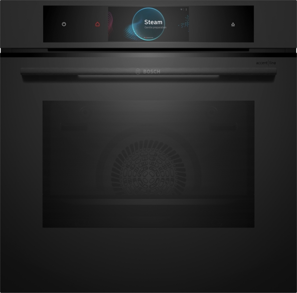 Series 8, Built-in oven with steam function, 60 x 60 cm, Matt Black, HSG938EM1