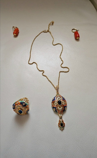 Cloisonné Enamel set nakita, ogrlica & minđuše