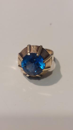 zlato 14k London plavi TOPAZ 5 ct prsten