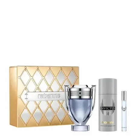 Paco Rabanne Muški set invictus, Toaletna voda, 100 ml + Dezodorans, 150 ml + Mini, 10 ml