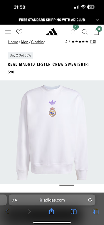 Muski sportski duks Adidas Real Madrid 2XL