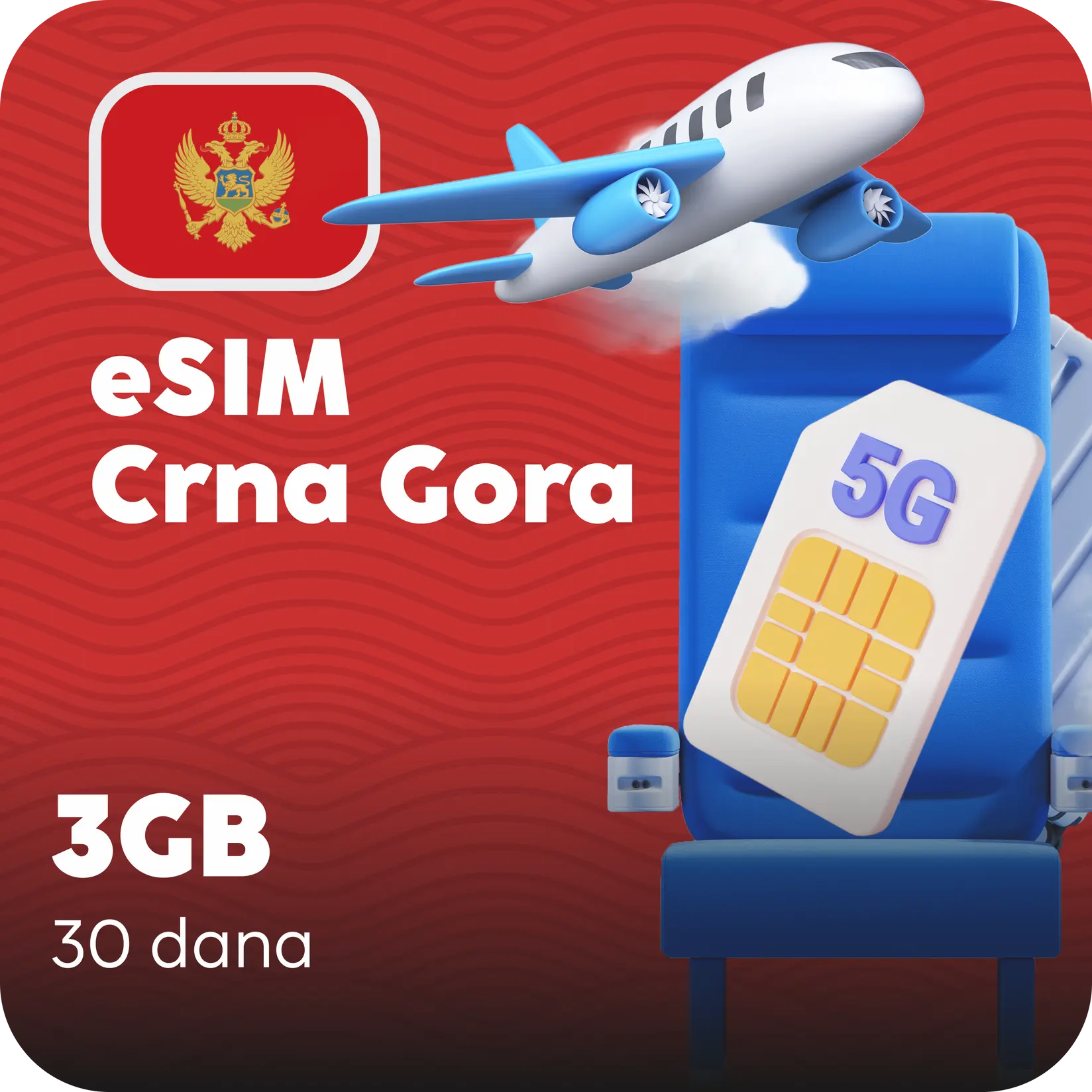 Crna Gora eSIM kartica - 3GB prepaid mobilnih podataka za 30 dana