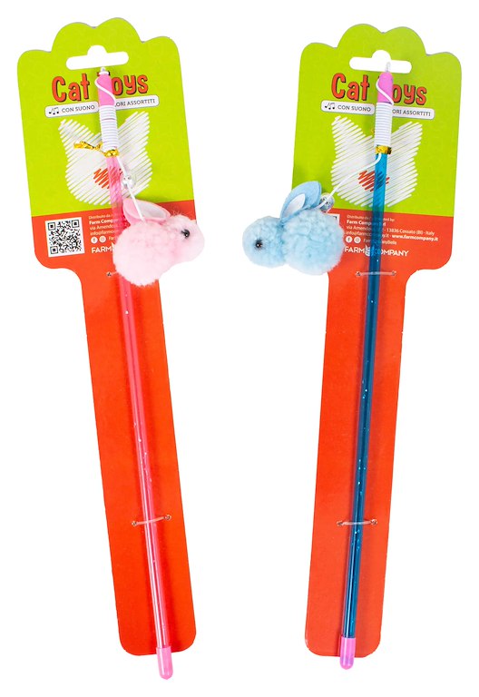 Igračka za mačke -mačiji štap sa plišanim zecom 30cm