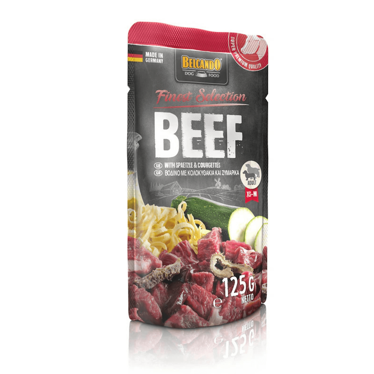 Belcando Vlažna hrana za pse u kesici bez glutena, kompletan obrok, Finest Selection, govedina sa špeclama i tikvicama, 125g