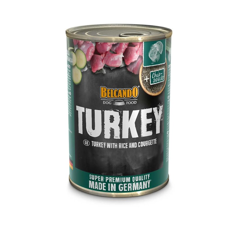 Belcando Vlažna hrana za pse u konzervi, kompletan obrok, Turkey, ćuretina sa pirinčem i tikvicama, 400g