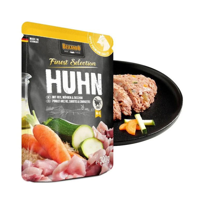 Belcando Vlažna hrana za pse u kesici, kompletan obrok, Finest Selection Chicken, Sa pirinčem, šargarepom i tikvicama, 300g