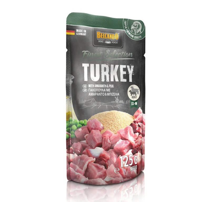 Belcando Vlažna hrana za pse u kesici bez žitarica, kompletan obrok, Finest Selection, ćuretina sa amarantom i graškom, 125g