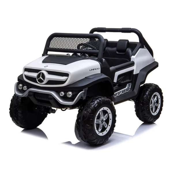 Džip Mercedes UNIMOG 12V sa mekim gumama i kožnim sedištem – Beli (SM-25503B)
