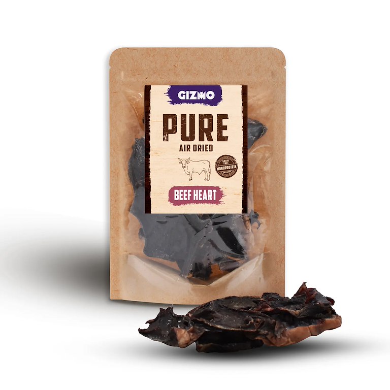 Gizmo Poslastica za pse 100% prirodna bez aditiva za trening i nagrađivanje, Pure sušeno juneće srce, 70g