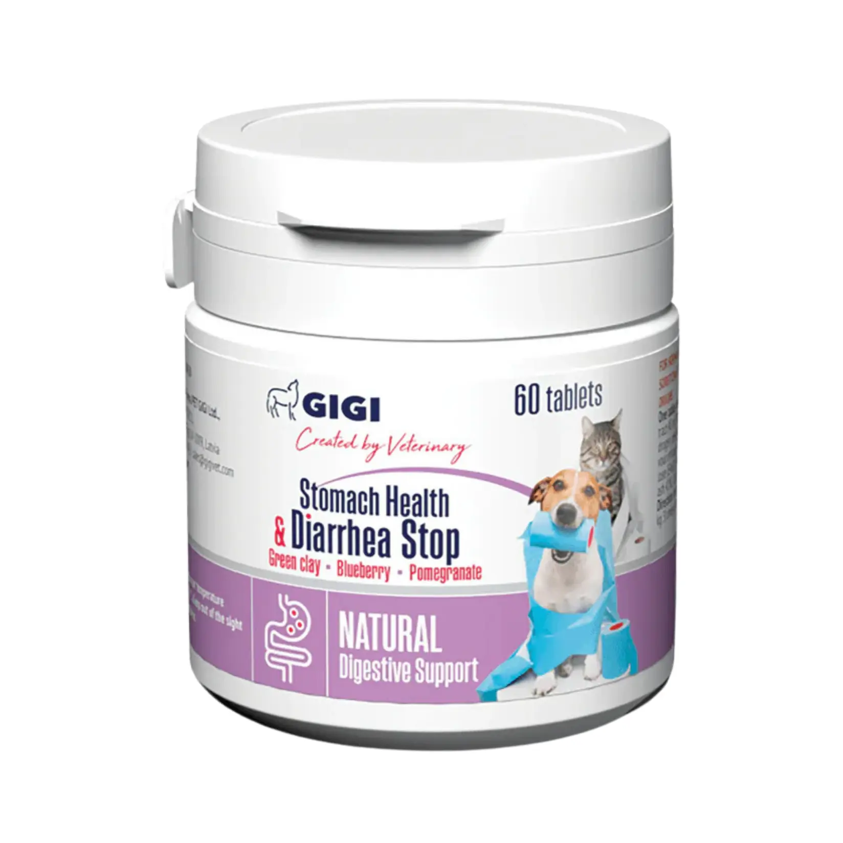 Gigi Dodatak ishrani za mačke i male pse za dijareju i varenje, Stomach Support & Diarrhea Stop 320 mg, 60 tableta