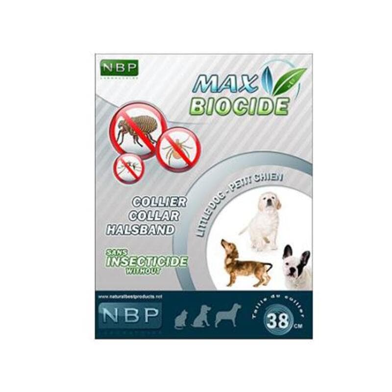 Max Biocide Biljna antiparazitska ogrlica za male pse protiv buva, krpelja i vaši, vodootporna (do 3 meseca), 38cm