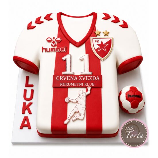 Crveno-bela torta rukomet dres