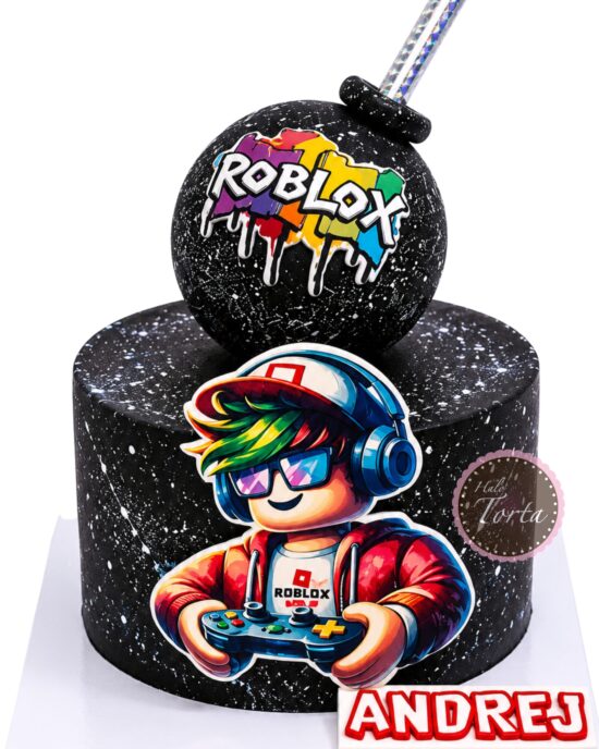 Roblox Gamer Bomb torta (sa bombom – figurom i vatrometom u njoj)