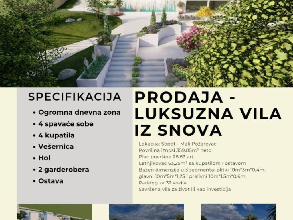 Samostalna porodična vila 359 m², novo, Mali Požarevac, Beograd
