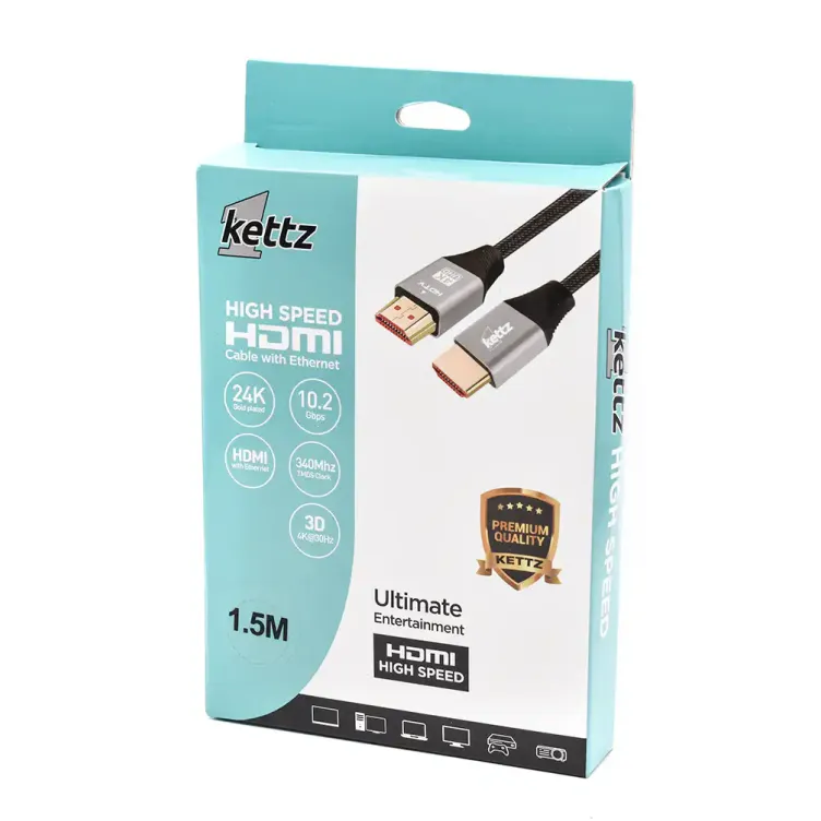 Kettz HDMI Kabl HK-K015M Premium V1.4 gold 1.5m 4K30Hz 19+1
