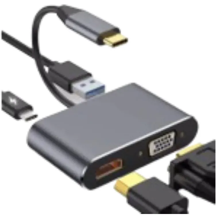 Adapter Stars Solutions USB-C na HDMI/VGA/USB/PD sivi