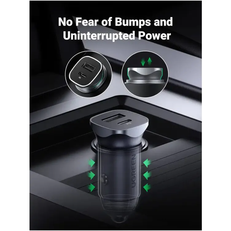 UGREEN CD130 Auto punjač Type C + USB 24W PD