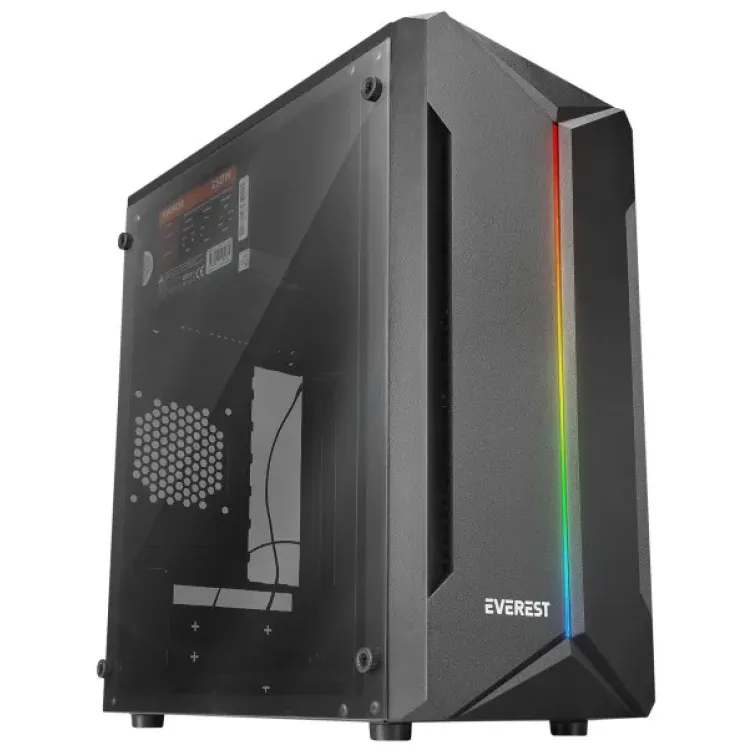 Kuciste Everest Saber 250W Akrilna stranica, M-ATX/RGB strip