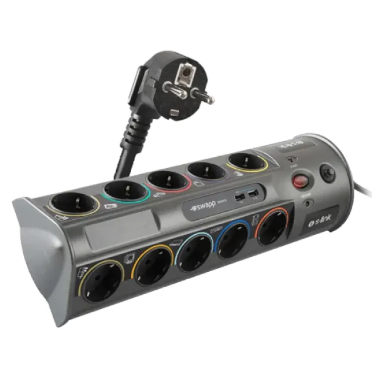 Kabl surge S-Link PRZ01 10xšuko/2xUSB/3m