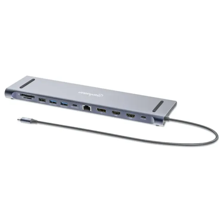 Docking station Manhattan 12in1 USB-C 100W-2xHDMI/DP/GLAN/3xUSB/USB-C 190305