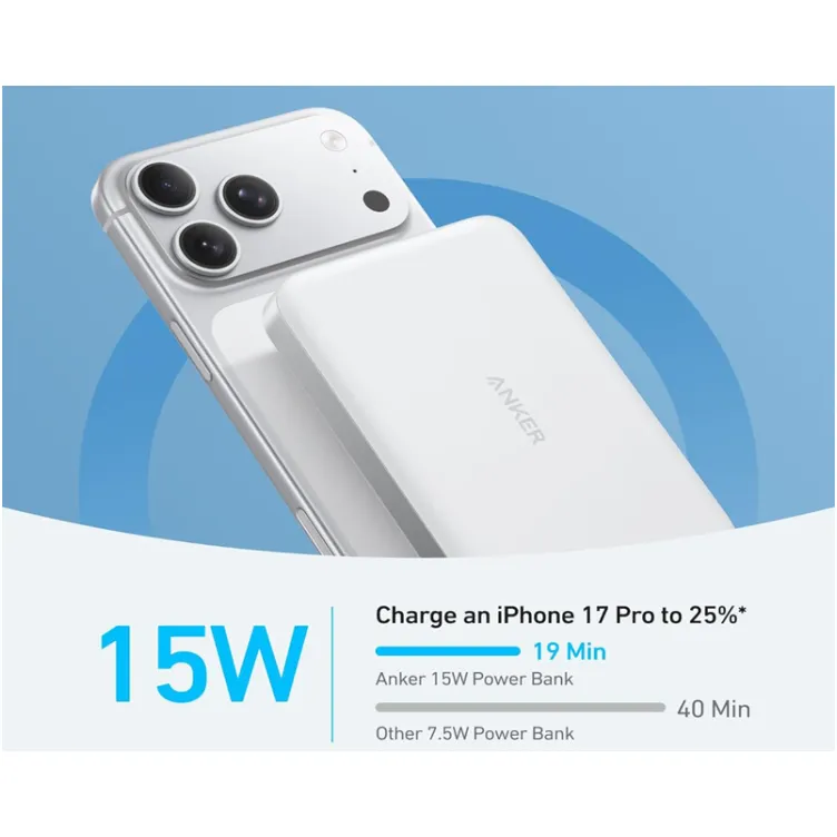 MagGo 10000mAh, 15W, magnetno bežični power bank, beli