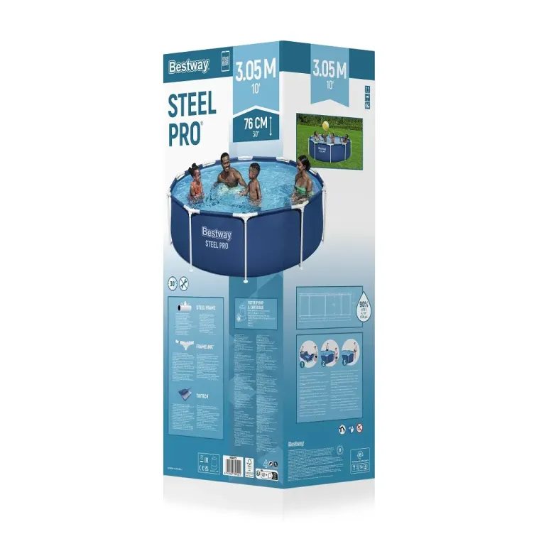 Bestway Steel Pro™ Frame Pool bazen sa metalnim ramom 305×76 cm set sa pumpom