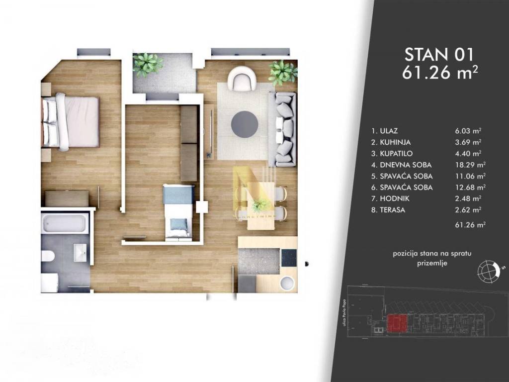 Trosobni stan u dobrom stanju, prizemlje, Stari Grad, Novi Sad