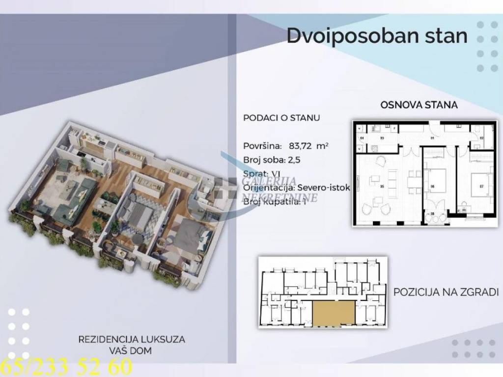 Dvosobni stan Dimitrija Tucovića, Mali Mokri Lug - Zvezdara, Beograd