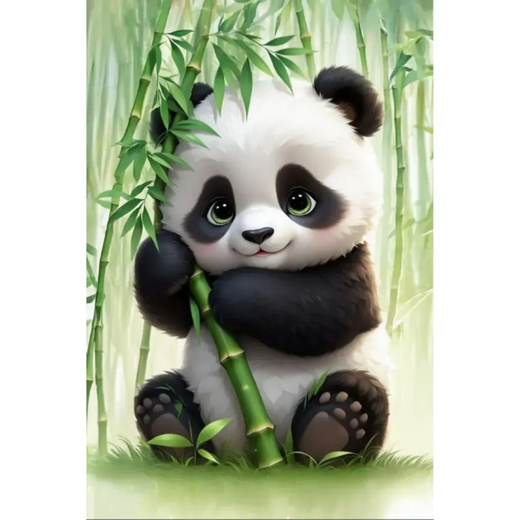 Slika po brojevima Zelenooka panda, 20x30 cm