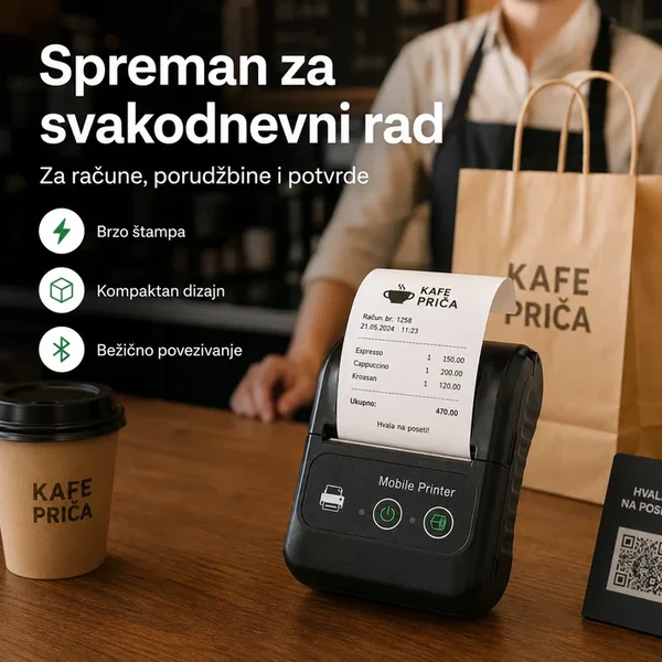Prenosivi Bluetooth termalni štampač 58mm