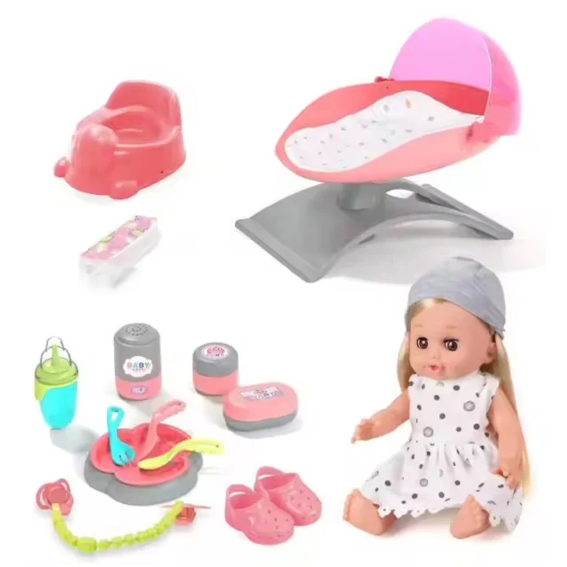 Lutka sa kolevkom i dodacima za negu bebe - interaktivni set za igru