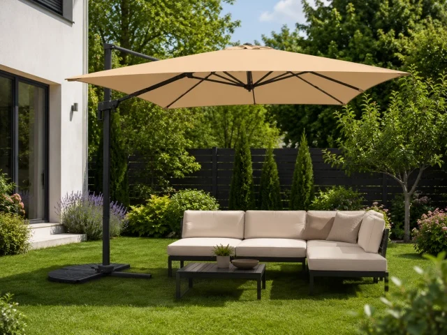 Viseći aluminijumski suncobran 250 x 250 cm 360 rotacija sivo-braon
