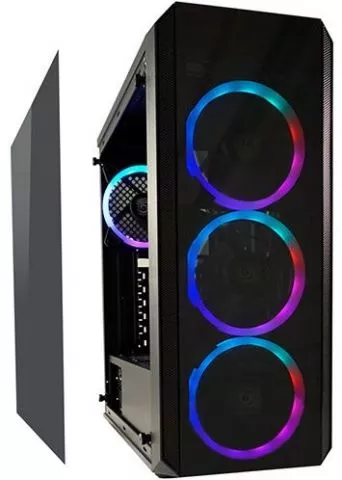 LC POWER GAMING 703B - QUAD-LUXX - ATX GAMING CASE TEMPERED GLASS 4X 120 MM RGB 2X USB 3.0 1X USB 2.
