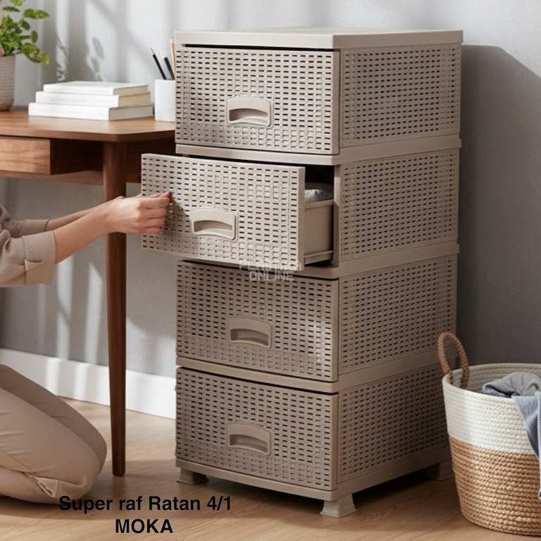 Fiokar Super raf ratan 4/1 (44x38x90.5 cm) moka
