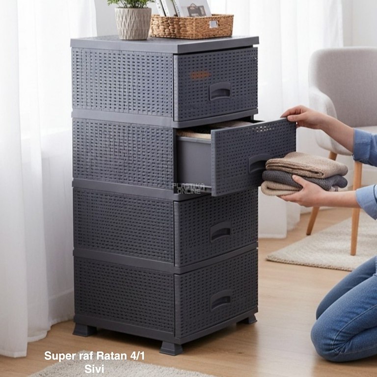 Fiokar Super raf ratan 4/1 (44x38x90.5 cm) sivi