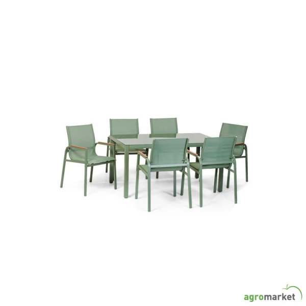 Green bay Baštenski set sto + 6 stolica Olive (A+B)