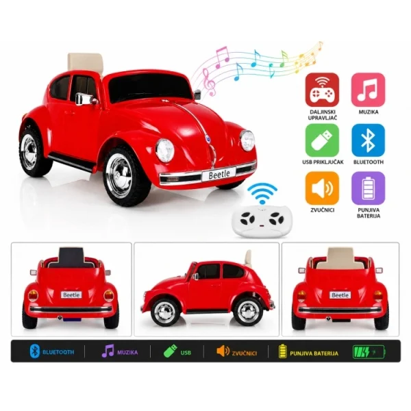 Dečiji Električni Automobil Volkswagen Beetle Crveni